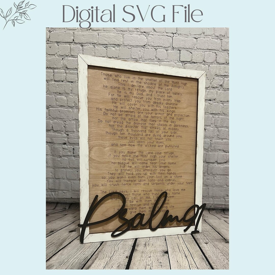 Psalm 91 Sign, Christian Art, Housewarming Gift for First Home, Laser ...