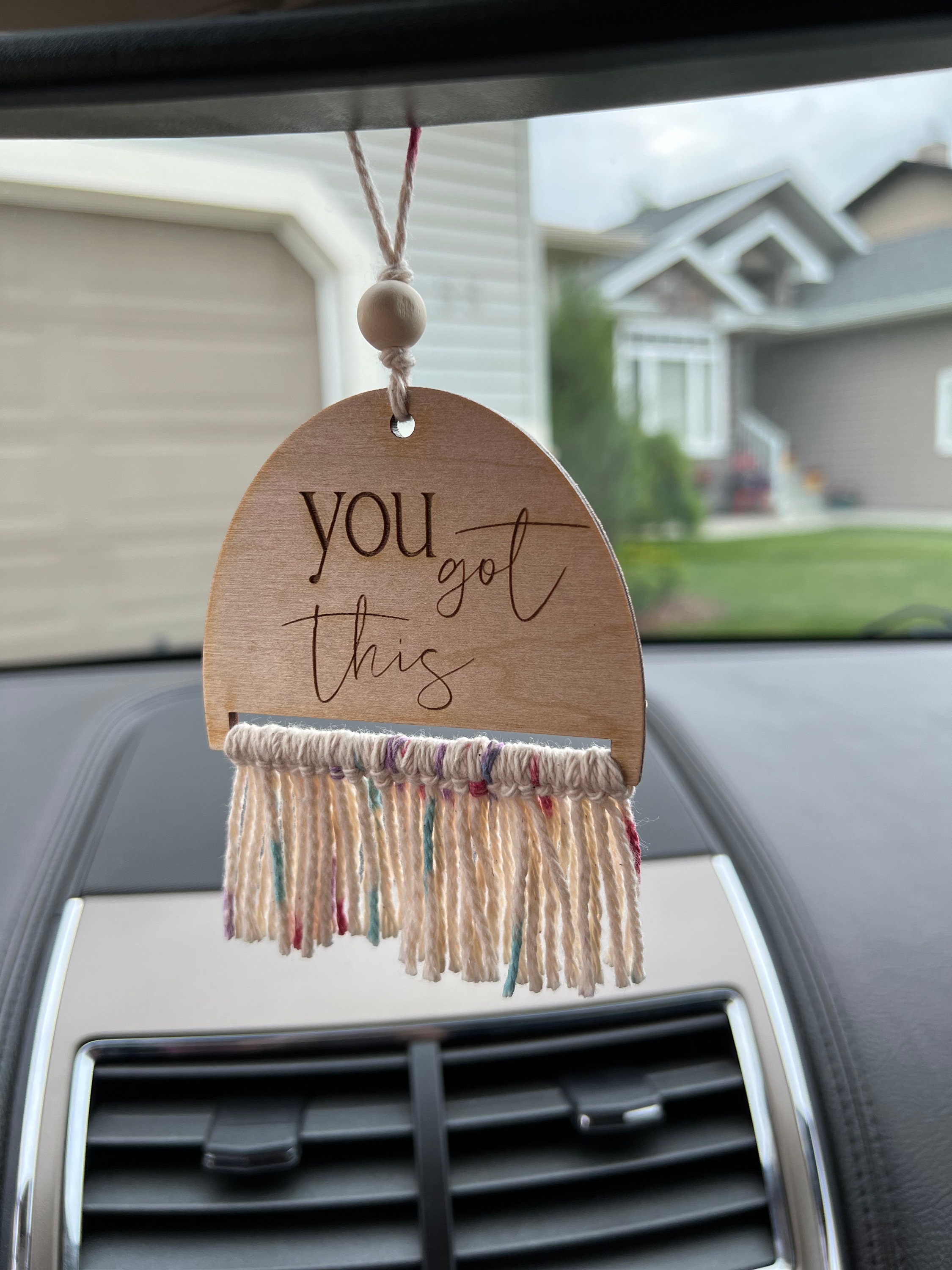 Car Charm SVG, Wood Car Hanger File, Encouraging Friend Gift, Rear View ...