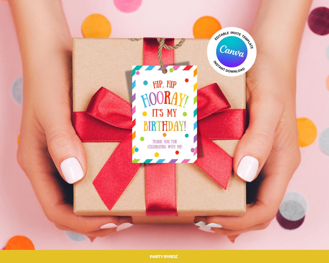 Editable Birthday Treat Tag Template: Instant Download (canva) - Etsy ...