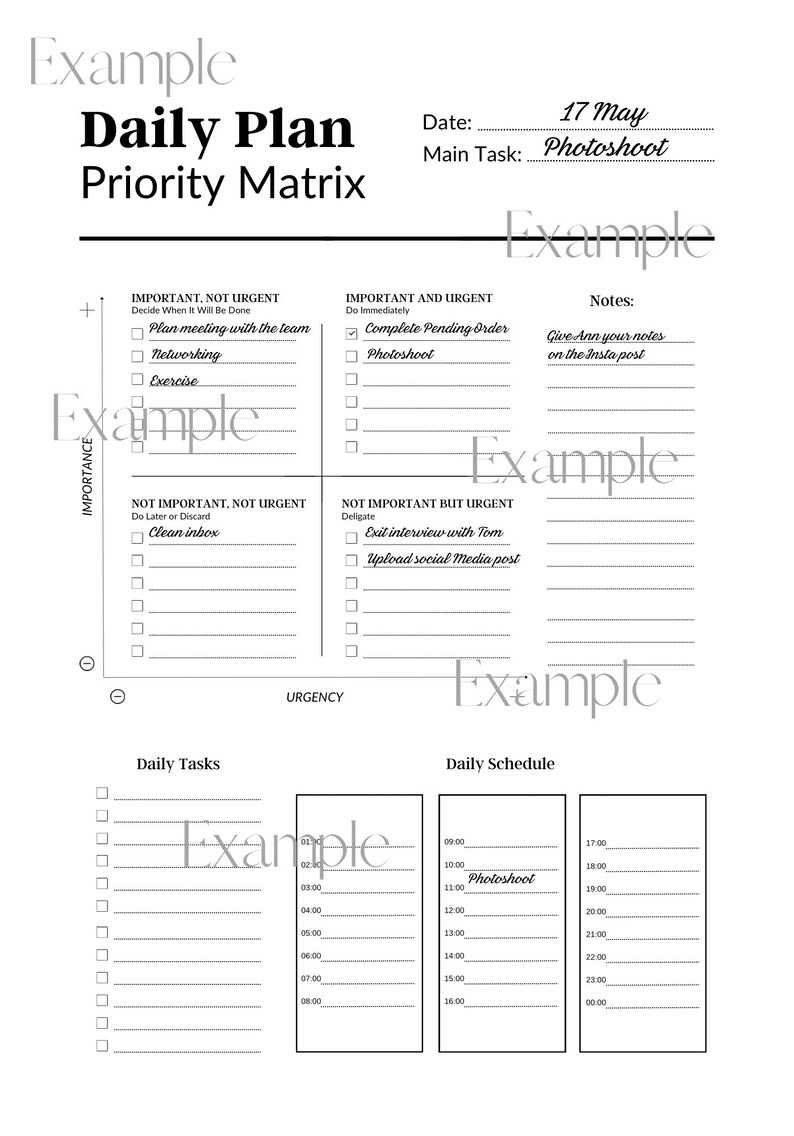 Planner Printable Eisenhower Matrix Priority Planner Productivity ...