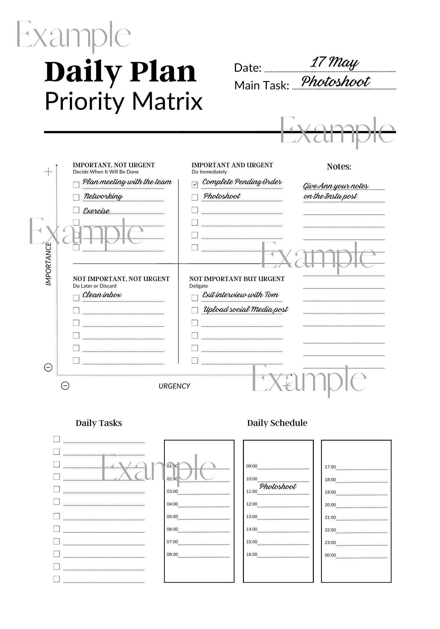 Planner Printable Eisenhower Matrix Priority Planner Productivity ...