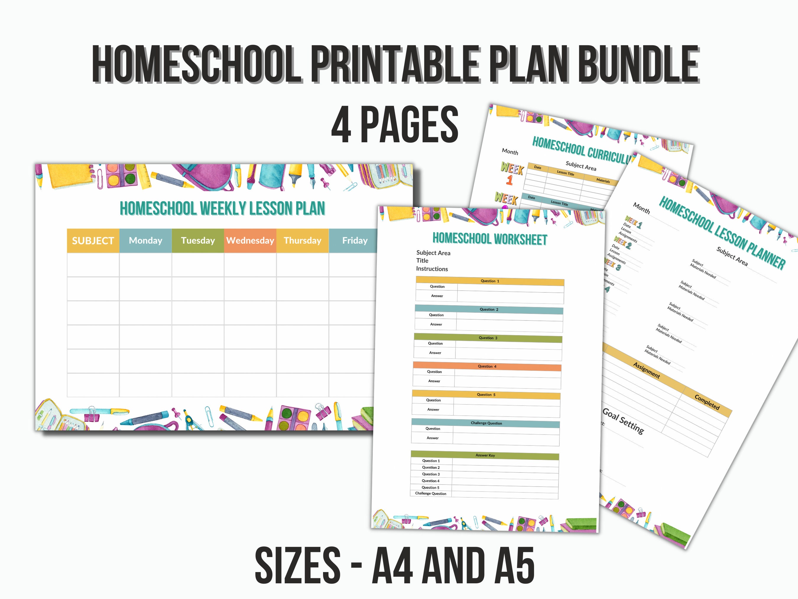 Printable Homeschool Bundle Weekly Plan, Curriculum, Planner ...