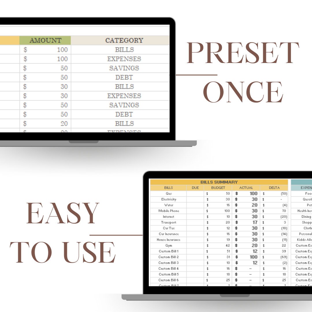 Monthly Budget Spreadsheet for Excel, Financial Planner Dashboard ...