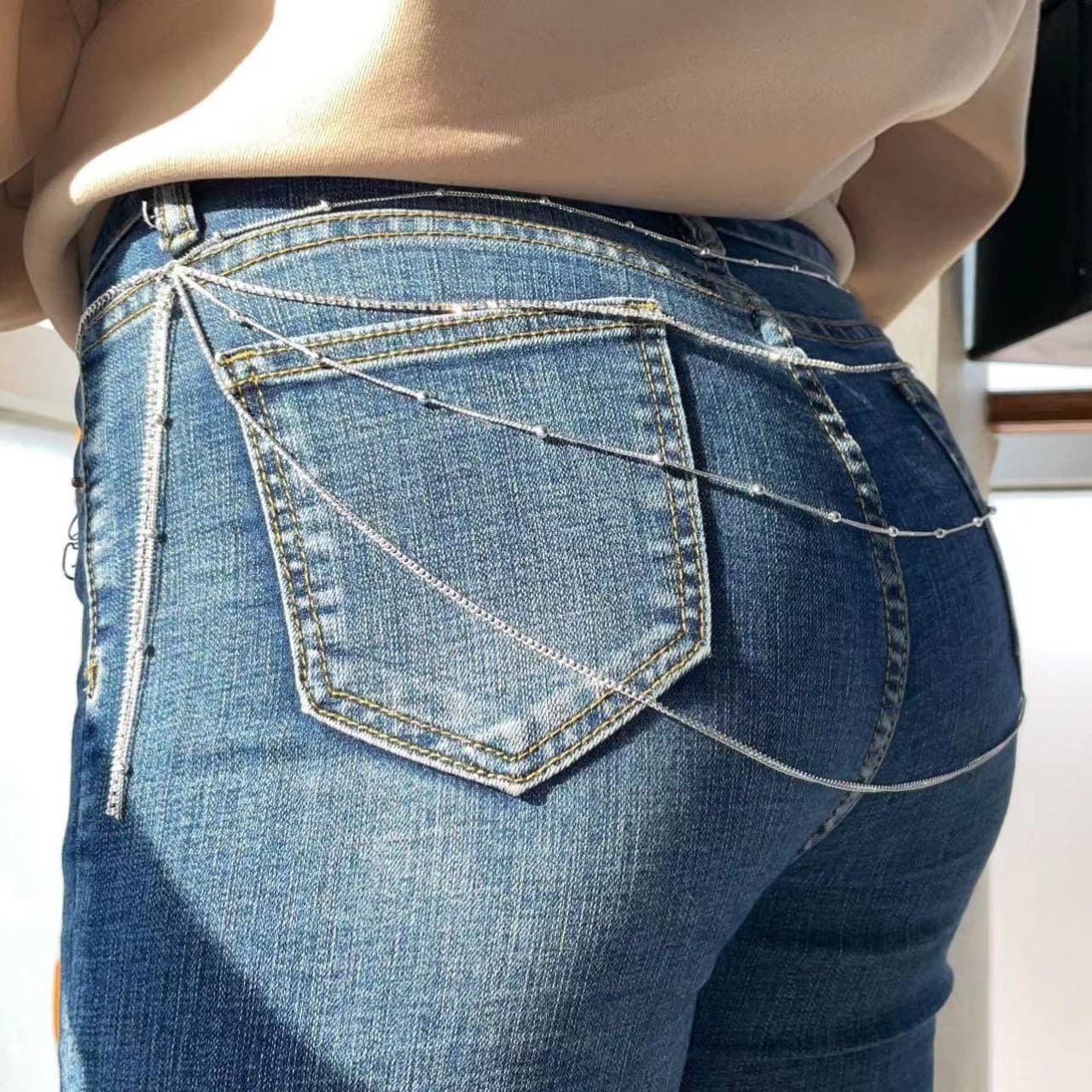 Sterling Silver Charmed Butt Chain Jewellery, Sexy Bum Chain, Body ...