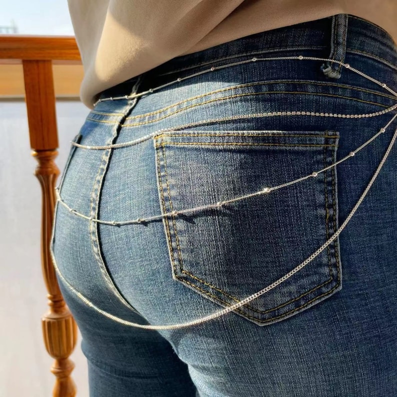 Sterling Silver Charmed Butt Chain Jewellery, Sexy Bum Chain, Body ...