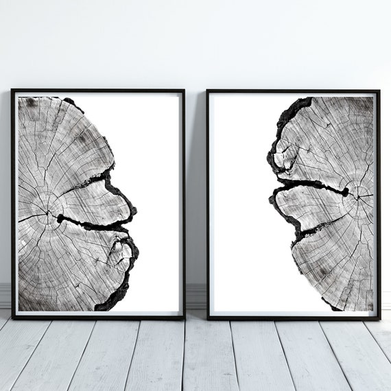 Set of 2 Tree Ring Printable Two Piece Tree Ring Print Black | Etsy