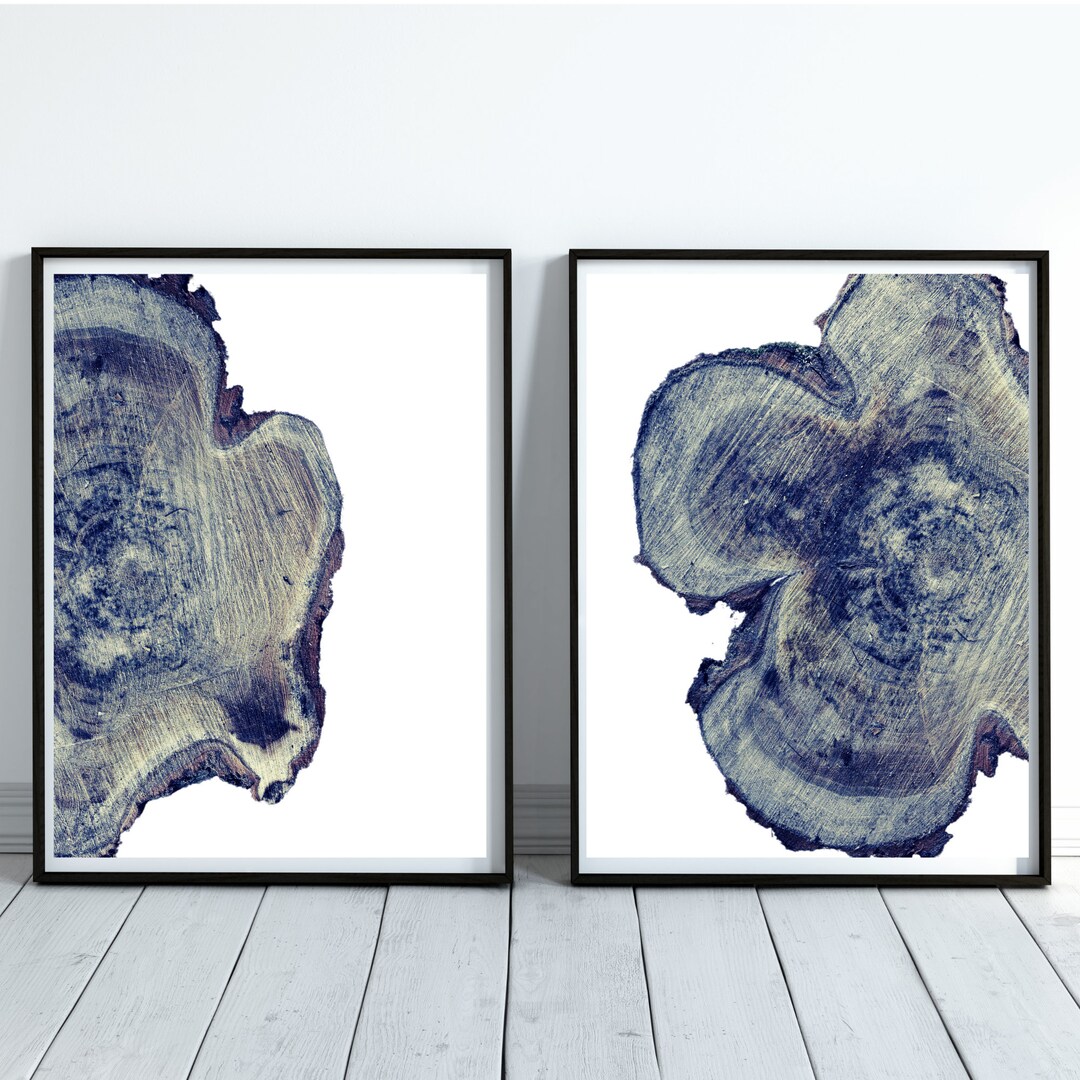 Set of 2 Tree Ring Printable, Two Piece Tree Ring Print, Black & White ...