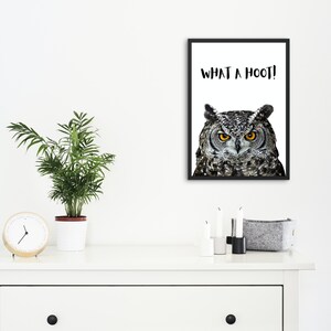 Owl Print, What A Hoot Print, Owl Funny Printable, Home Decor, Wall Art ...