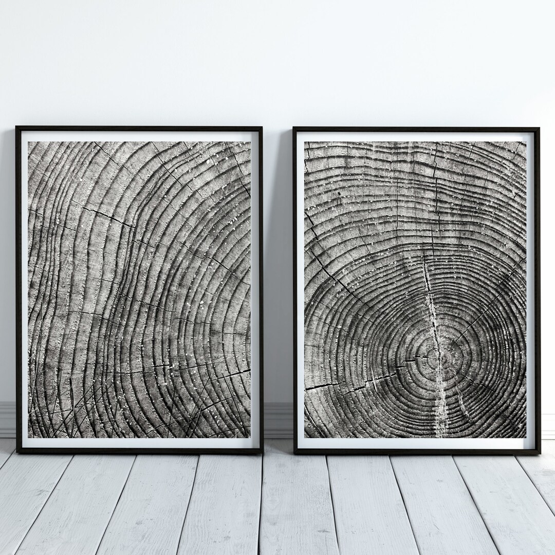 Set of 2 Tree Ring Prints, Two Tree Ring Printable, Home Decor, Wall ...