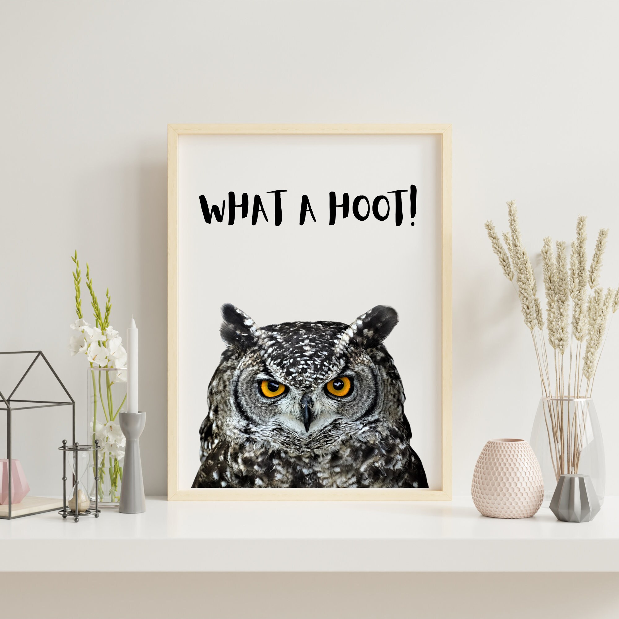 Owl Print, What A Hoot Print, Owl Funny Printable, Home Decor, Wall Art ...