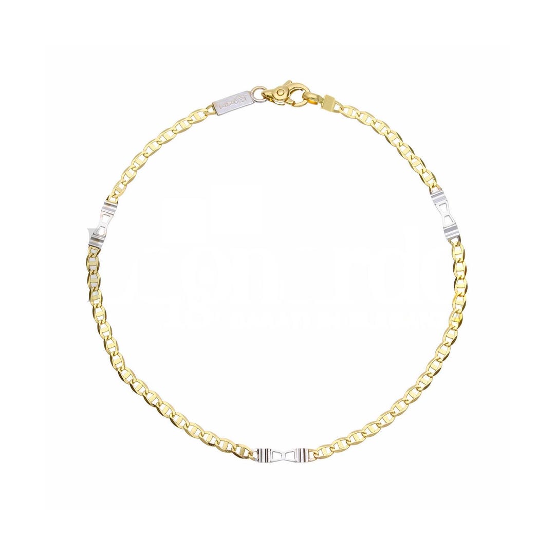 18K Solid Gold Chain Bracelet for Men - 18K Solid Yellow and White Gold ...