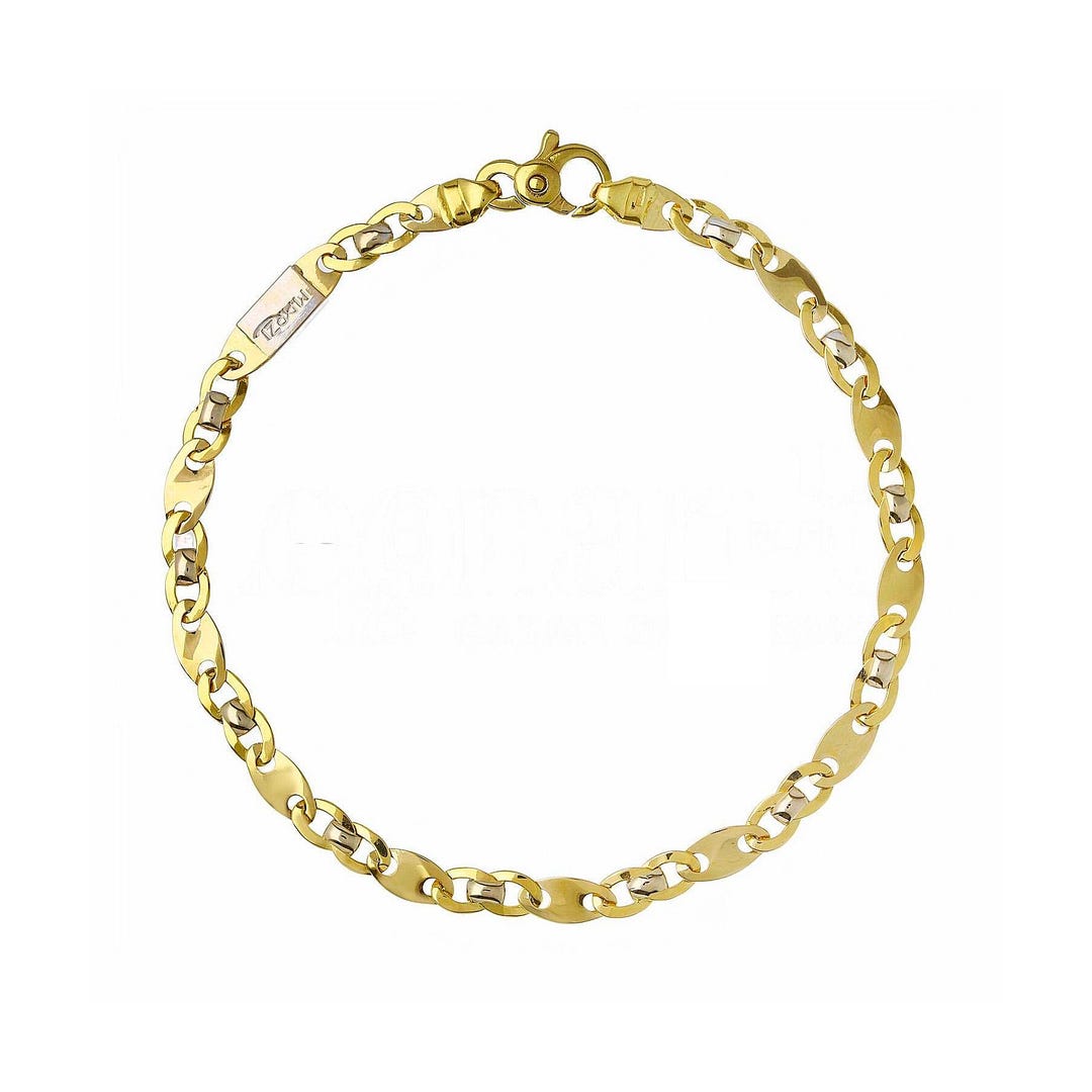 18k Solid Gold Men's Flat Full Chain Bracelet - 18K Solid Gold Yellow ...