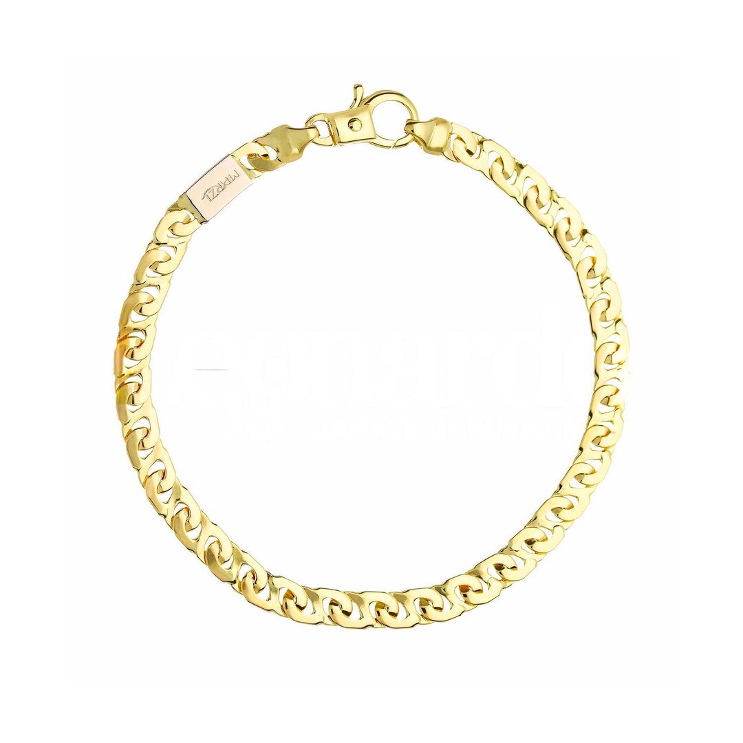 18K Solid Gold Bracelet - 18K Solid Yellow Gold Men's Flat Chain ...