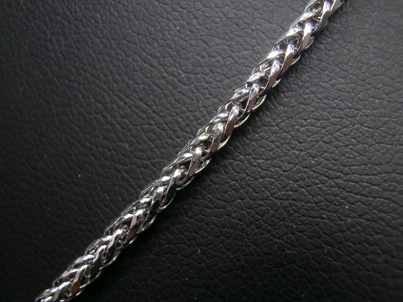 18K White Gold Foxtail Chain / 17.7 Square Section 1.8 Mm Wide 45 Cm ...