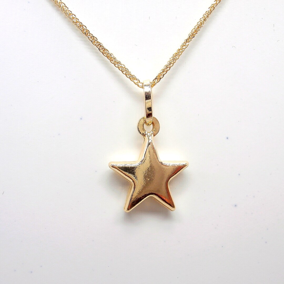 Gold Star Pendant Necklace / 18k Yellow Pendant Star Boxed With Laser ...