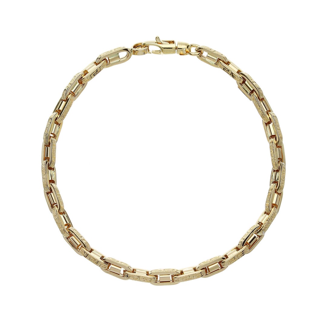 18K Gold Bracelet, 18K Gold Tubular Chain Bracelet With Greca for Men ...