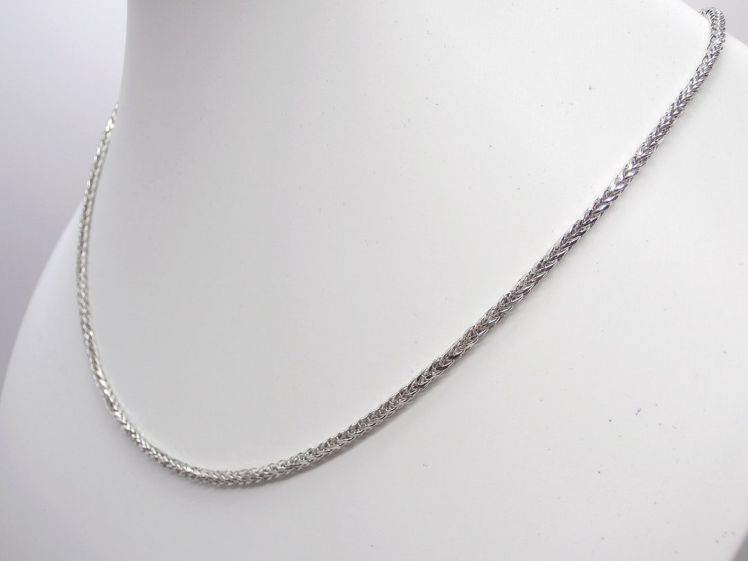 18K White Gold Foxtail Chain / 17.7" Square Section 1.8 Mm Wide 45 Cm ...
