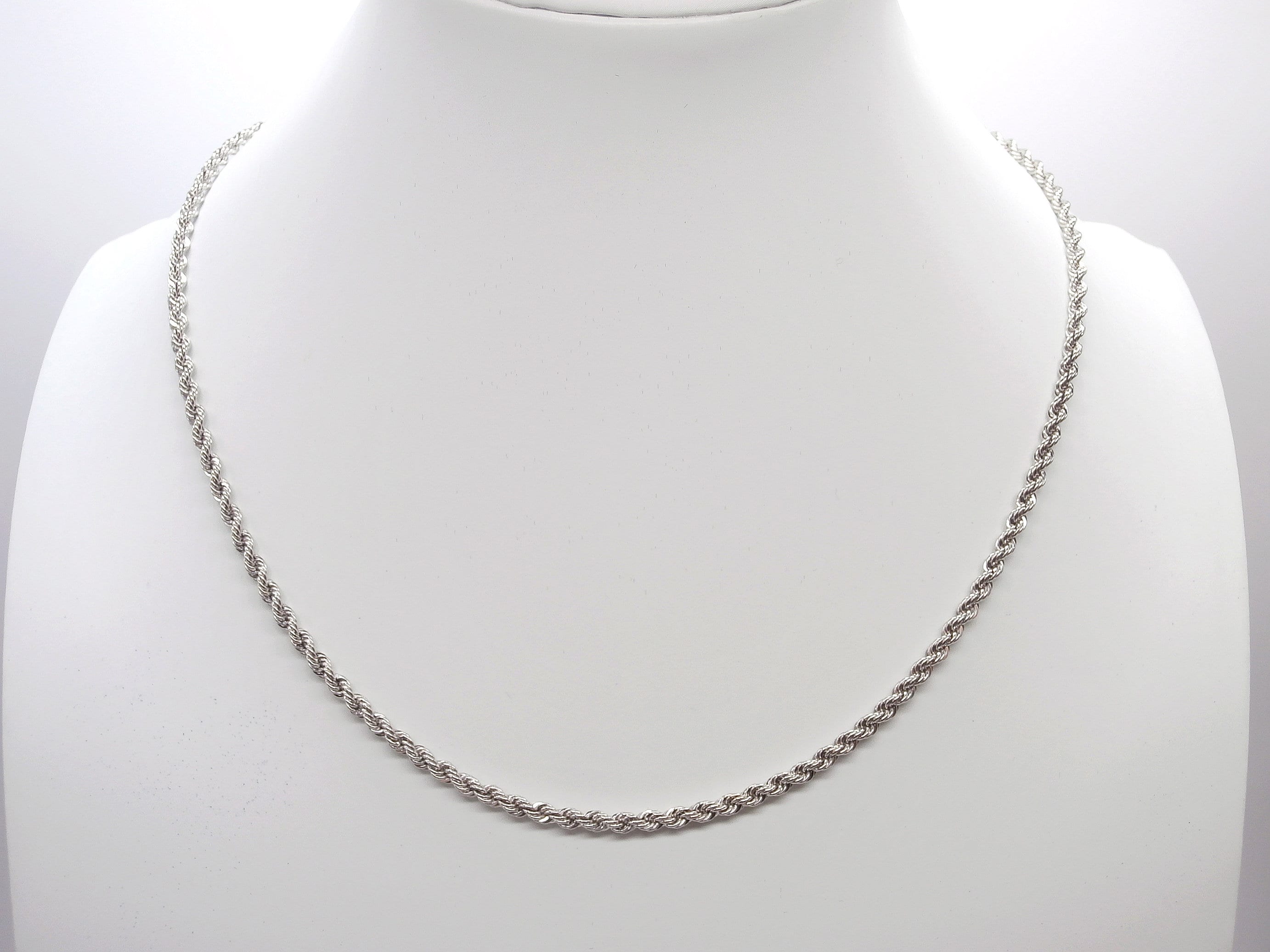 Gold Laser Rope Chain, 18k White Gold Laser Rope 2.5 Mm Necklace Wide ...