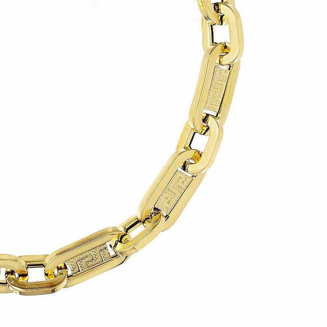 18K Gold Hollow Tubular Chain With Greek for Men • 18K Yellow Gold ...