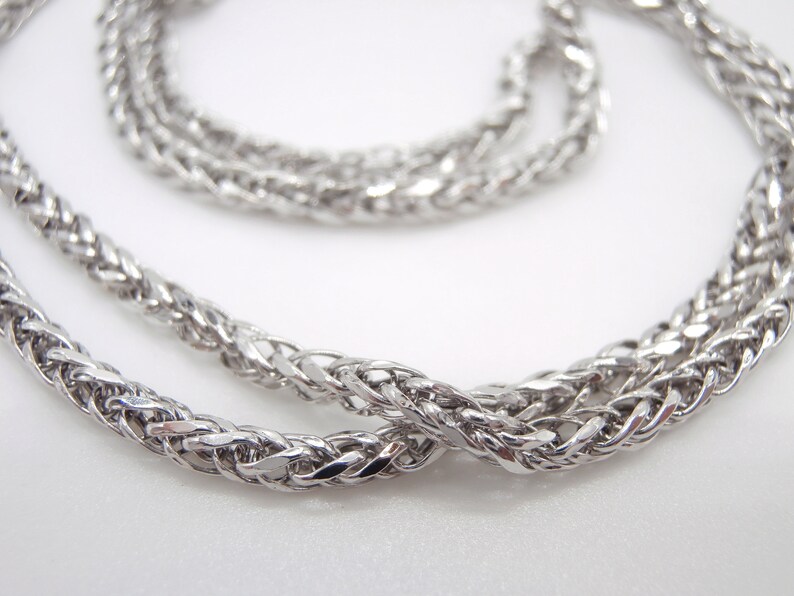 18K White Gold Foxtail Chain / 17.7 Square Section 1.8 Mm Wide 45 Cm ...