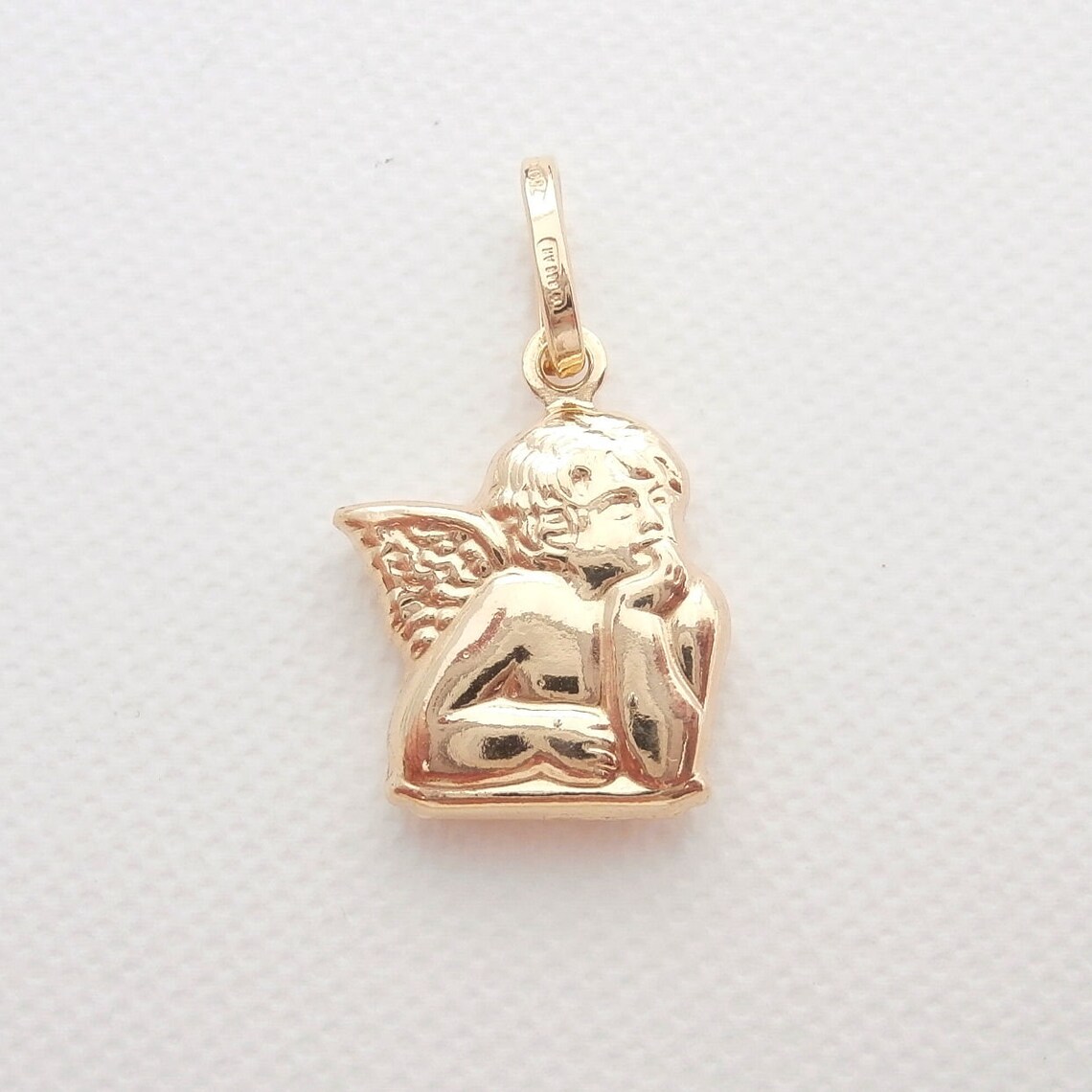 18k Gold Pendant • 18K Gold Angel Pendant • Gold Sacred Pendant With ...