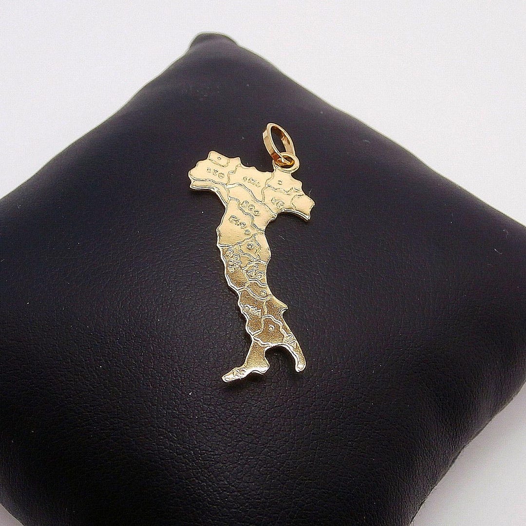 Italy Map Gold Pendant, Italian Gold Pendant, Solid Gold Pendant, 18k ...