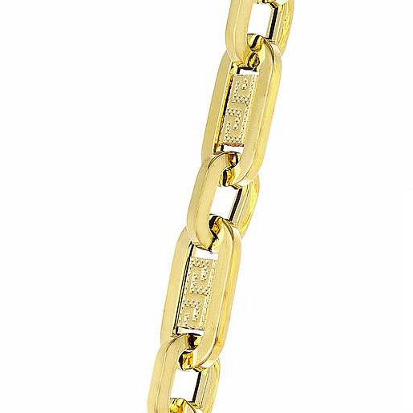 18K Gold Hollow Tubular Chain With Greek for Men 18K Yellow Gold Empty ...