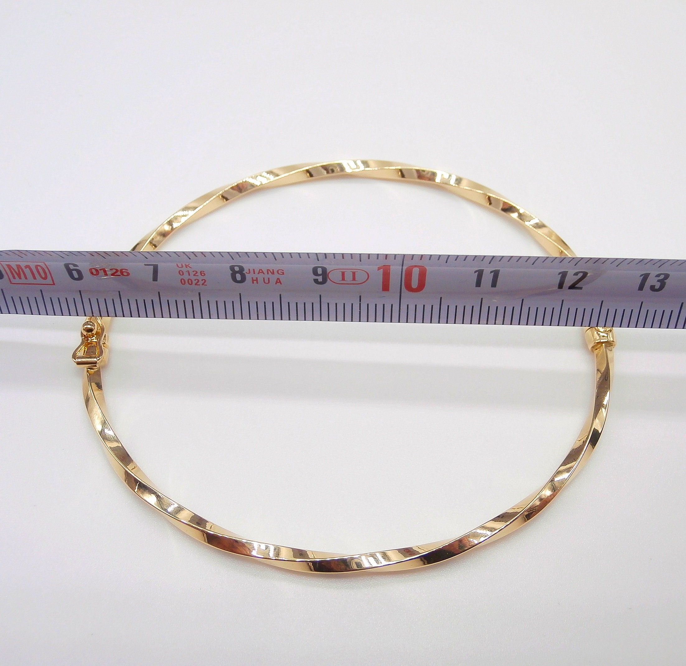 18K Gold Bangle Bracelet for Women Yellow Gold Twisted Bangle Italian ...