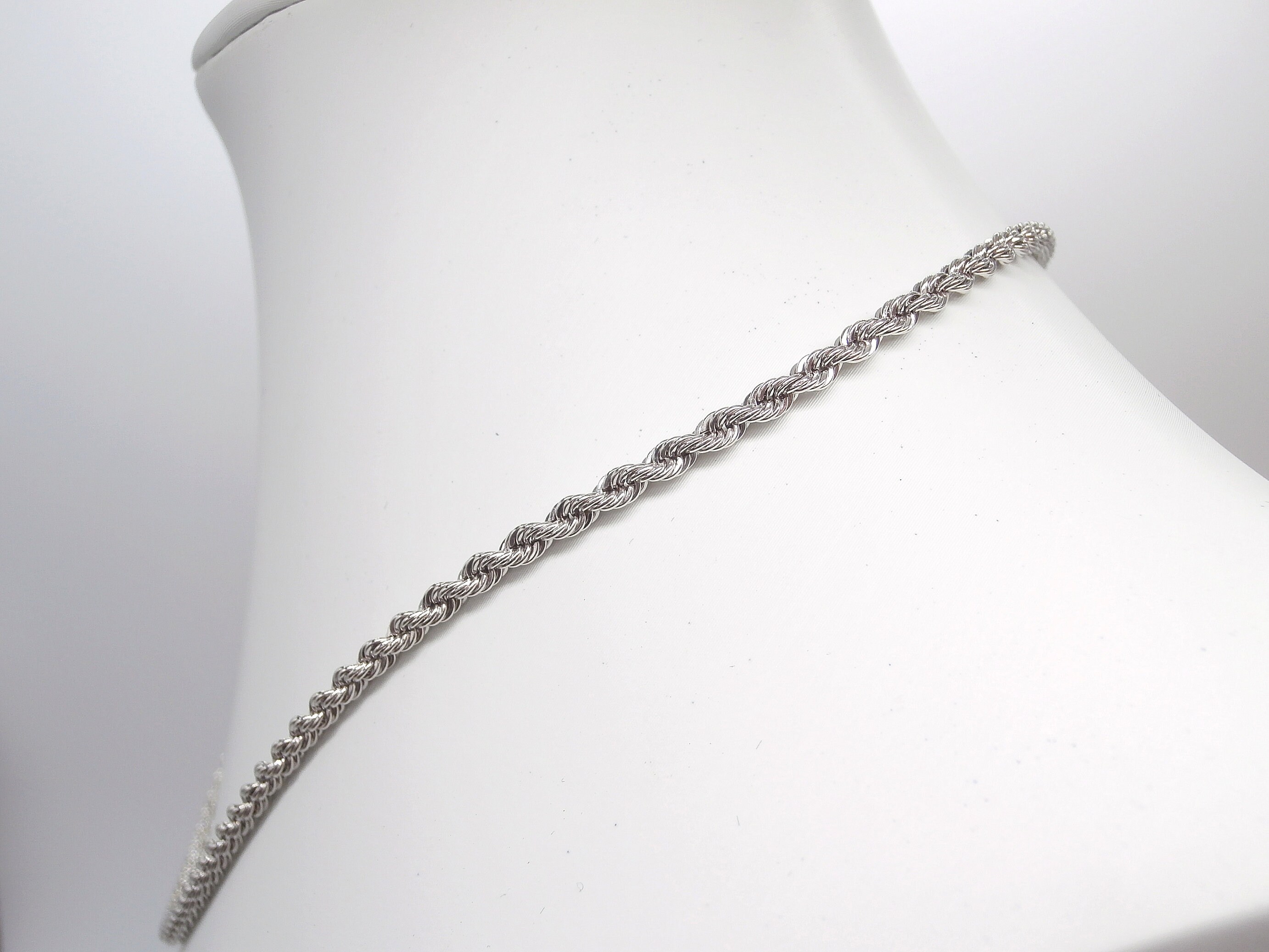 Gold Laser Rope Chain, 18k White Gold Laser Rope 2.5 Mm Necklace Wide ...