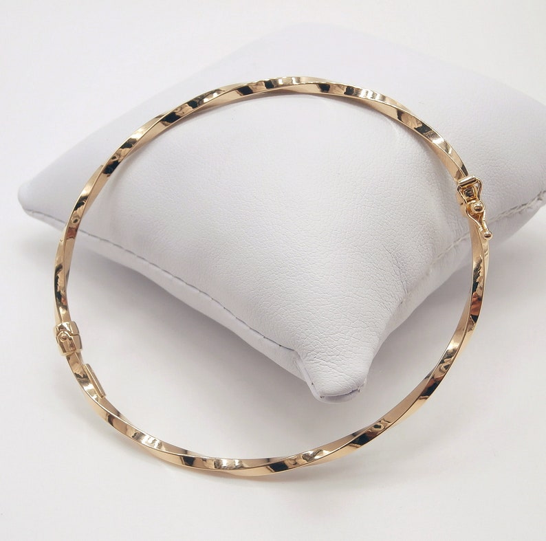 18K Gold Bangle Bracelet for Women Yellow Gold Twisted Bangle Italian ...