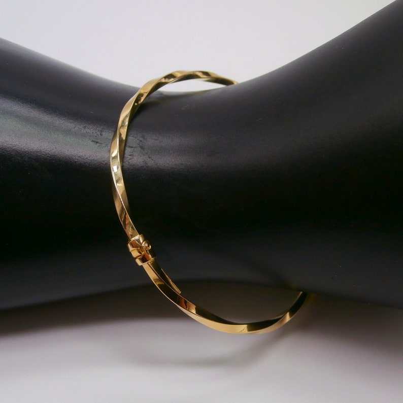 18K Gold Bangle Bracelet for Women Yellow Gold Twisted Bangle Italian ...