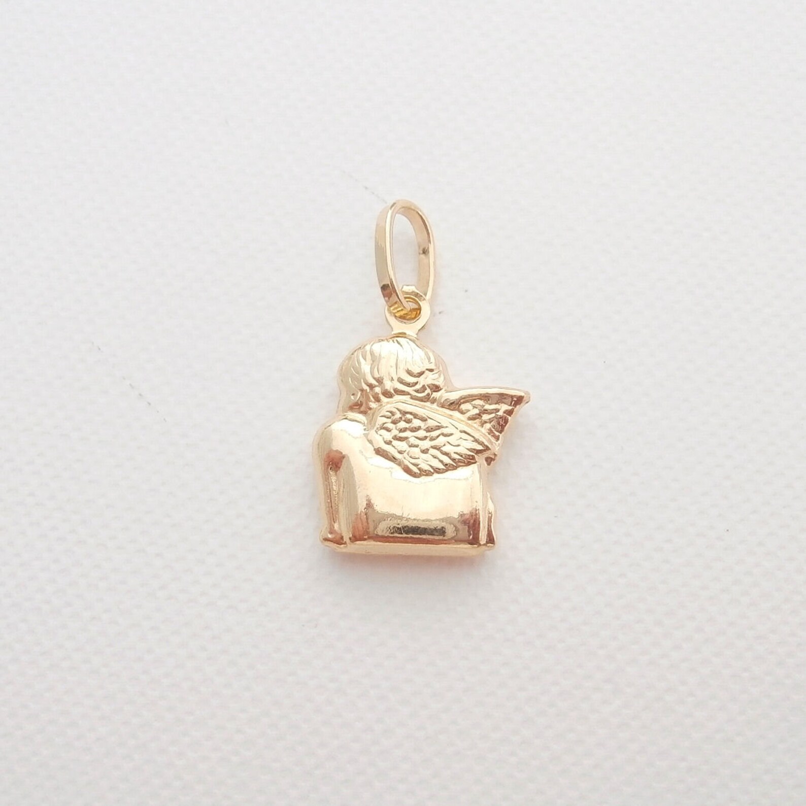 18k Gold Pendant • 18K Gold Angel Pendant • Gold Sacred Pendant With ...