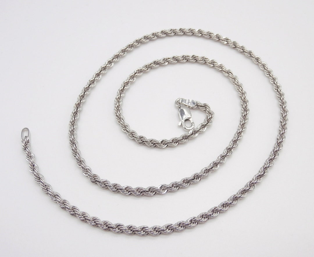 Gold Chain 18K White Gold Third Measure Laser Rope Wide 2.5 Mm Necklace ...