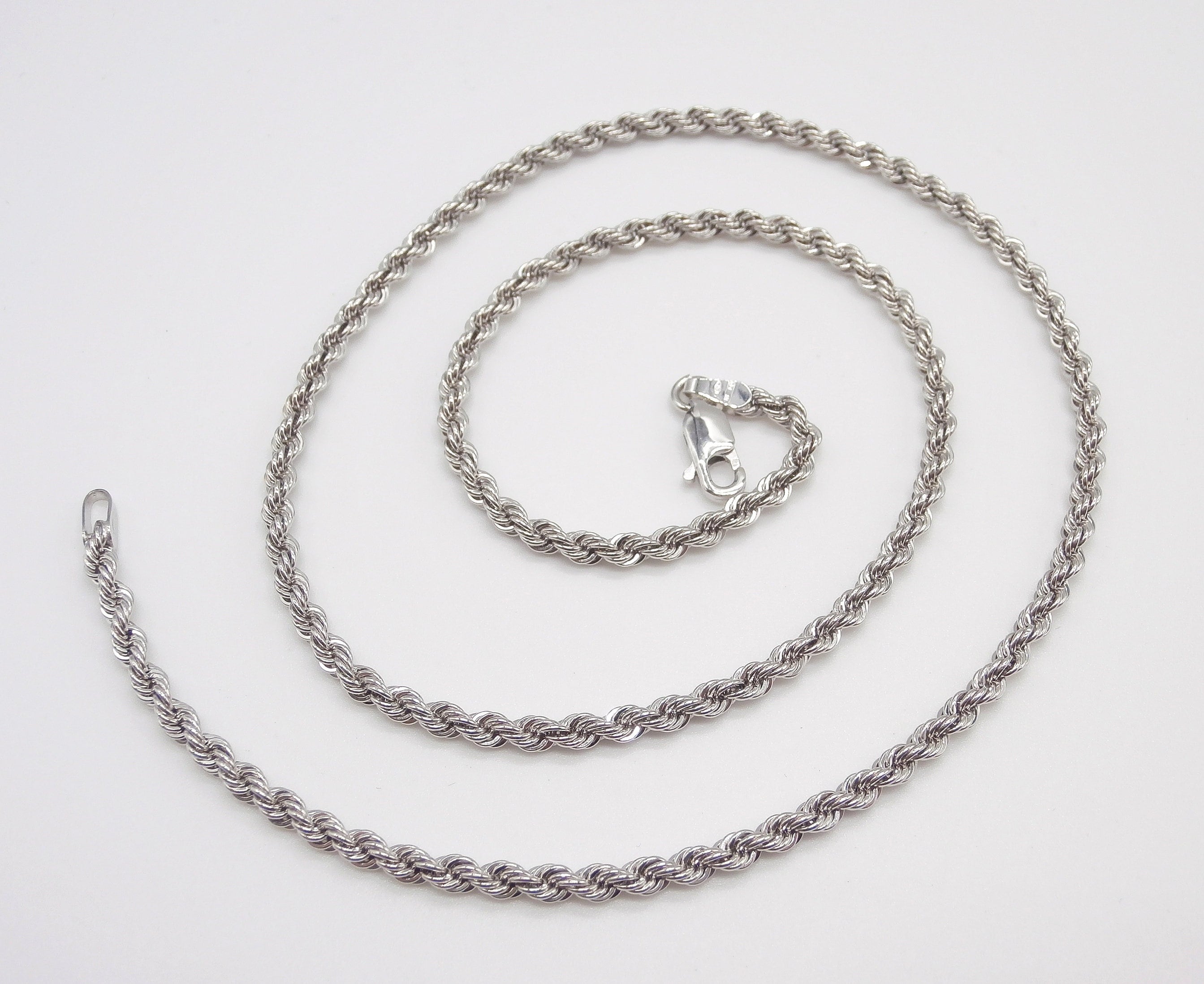 Gold Laser Rope Chain, 18k White Gold Laser Rope 2.5 Mm Necklace Wide ...