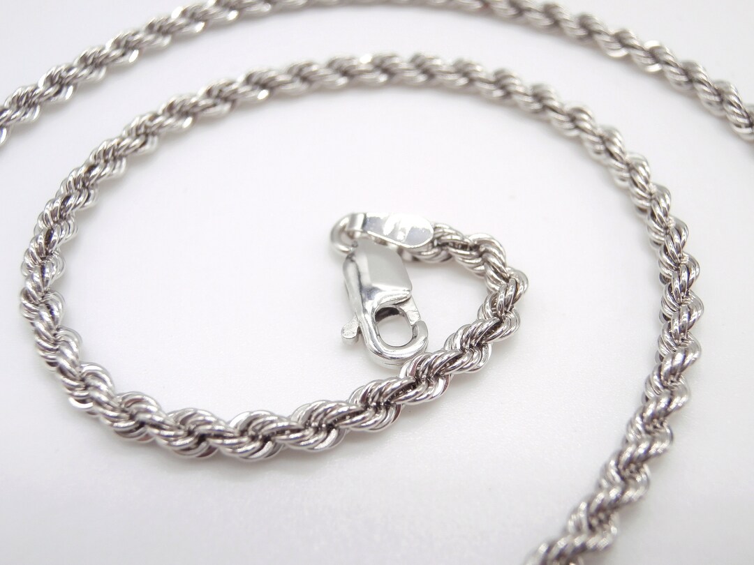 Gold Laser Rope Chain, 18k White Gold Laser Rope 2.5 Mm Necklace Wide ...