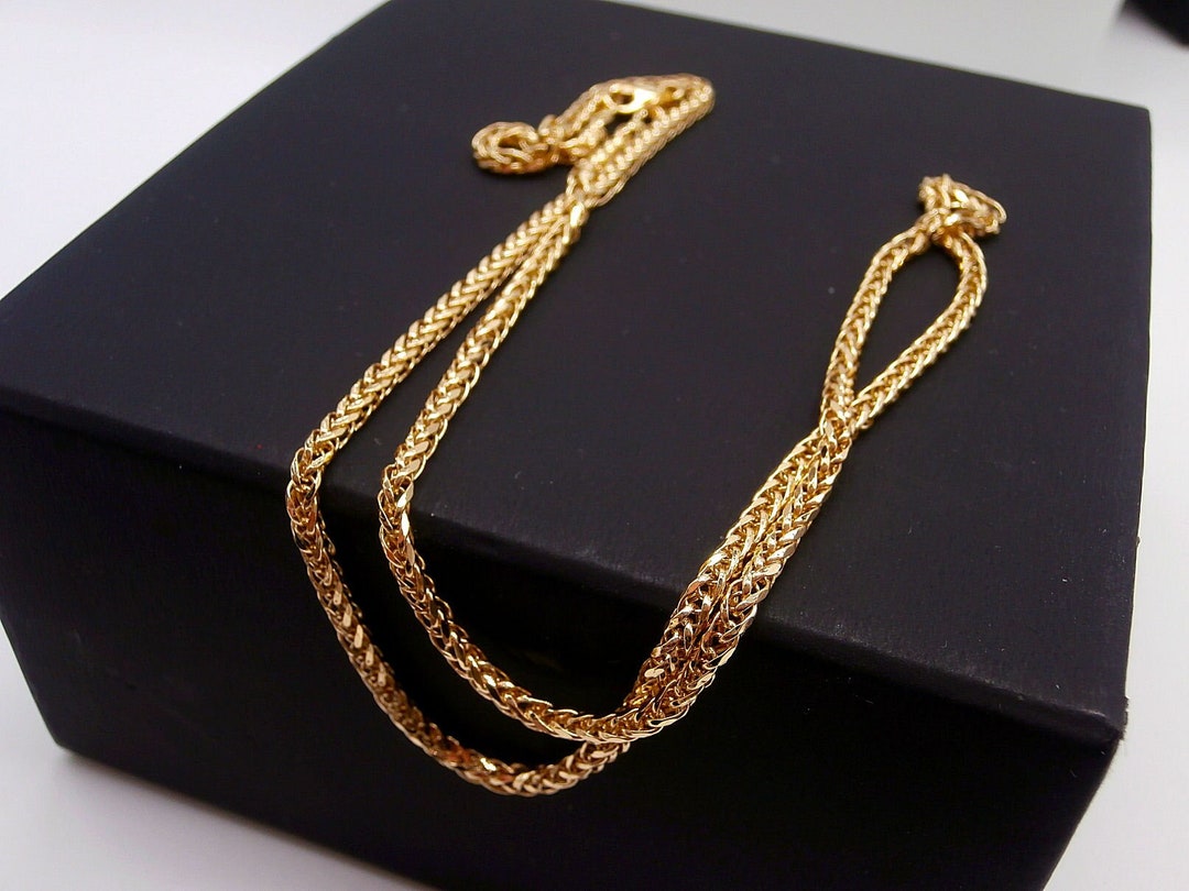 18K Gold Yellow Chain / 18k Foxtail Chain Square Section 2.2 Mm Wide 17 ...