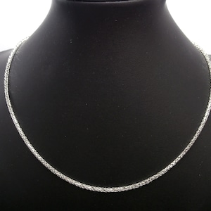18K White Gold Foxtail Chain / 17.7" Square Section 1.8 Mm Wide 45 Cm ...