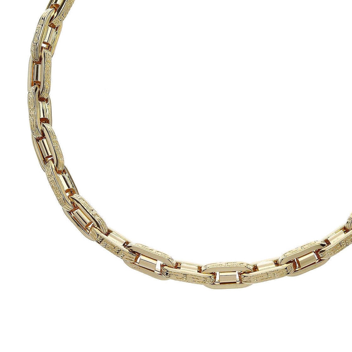 18K Gold Bracelet, 18K Gold Tubular Chain Bracelet With Greca for Men ...