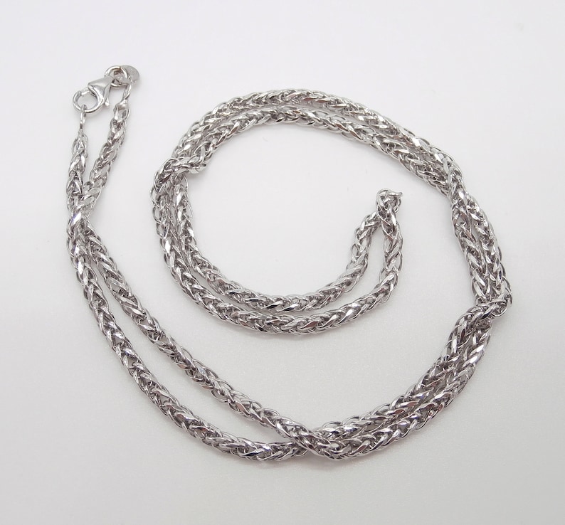 18K White Gold Foxtail Chain / 17.7 Square Section 1.8 Mm Wide 45 Cm ...