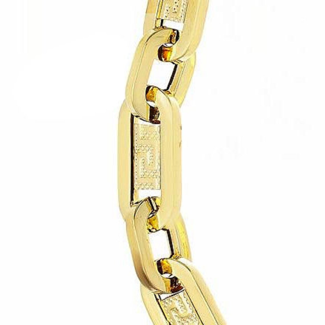 18K Gold Hollow Tubular Chain With Greek for Men • 18K Yellow Gold ...