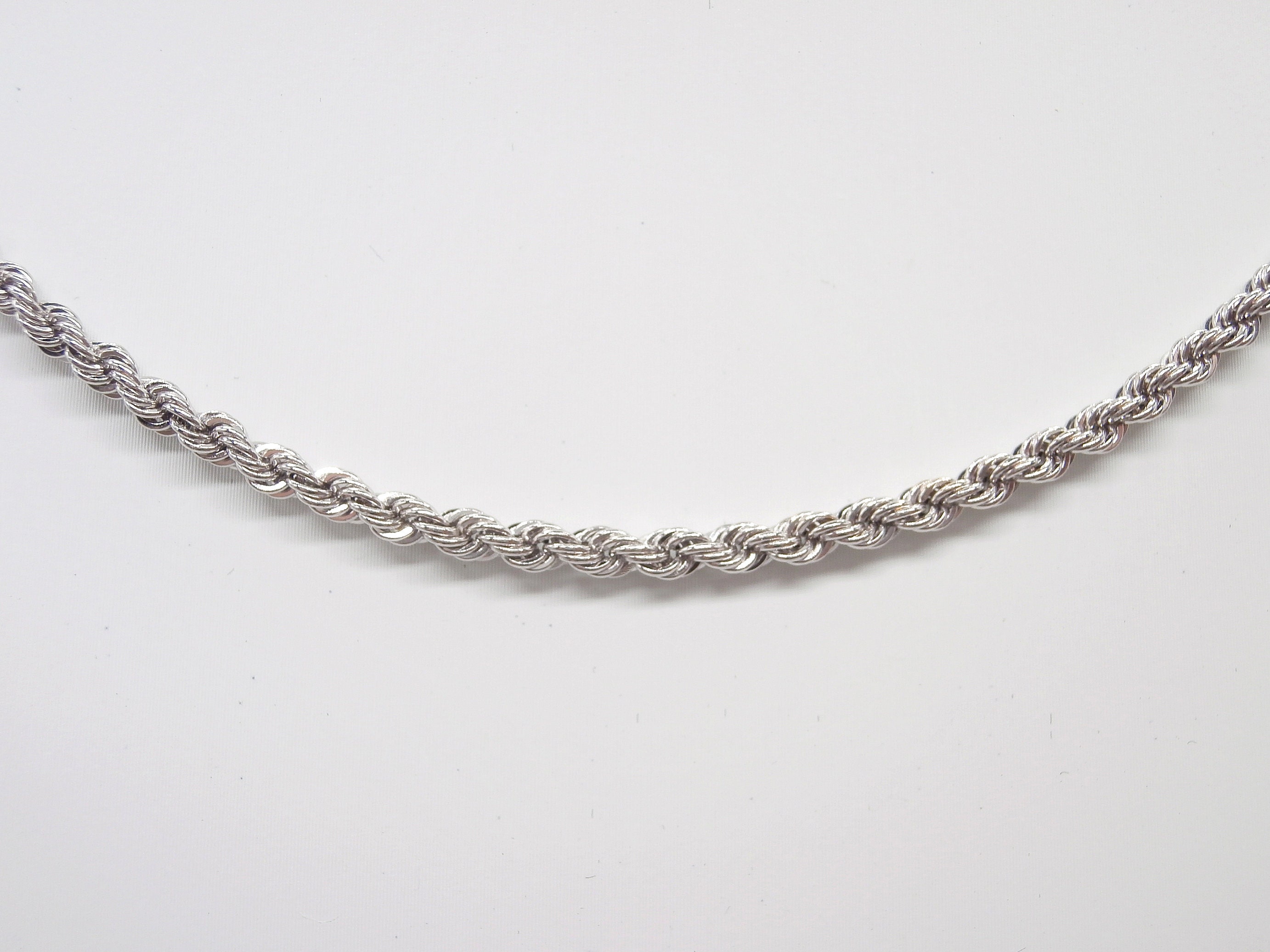 Gold Laser Rope Chain, 18k White Gold Laser Rope 2.5 Mm Necklace Wide ...