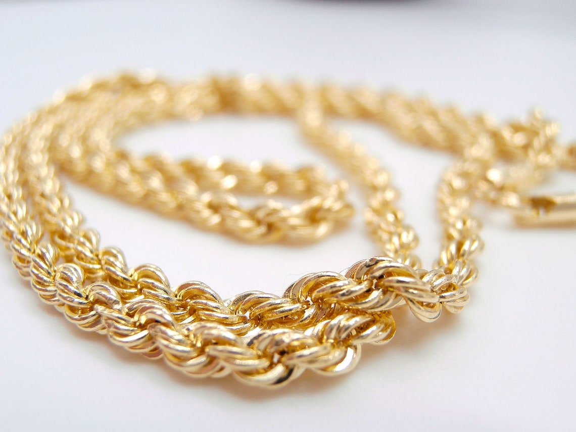 Yellow Gold Necklace, 18K Gold Chain Necklace, Real Gold Necklace for ...