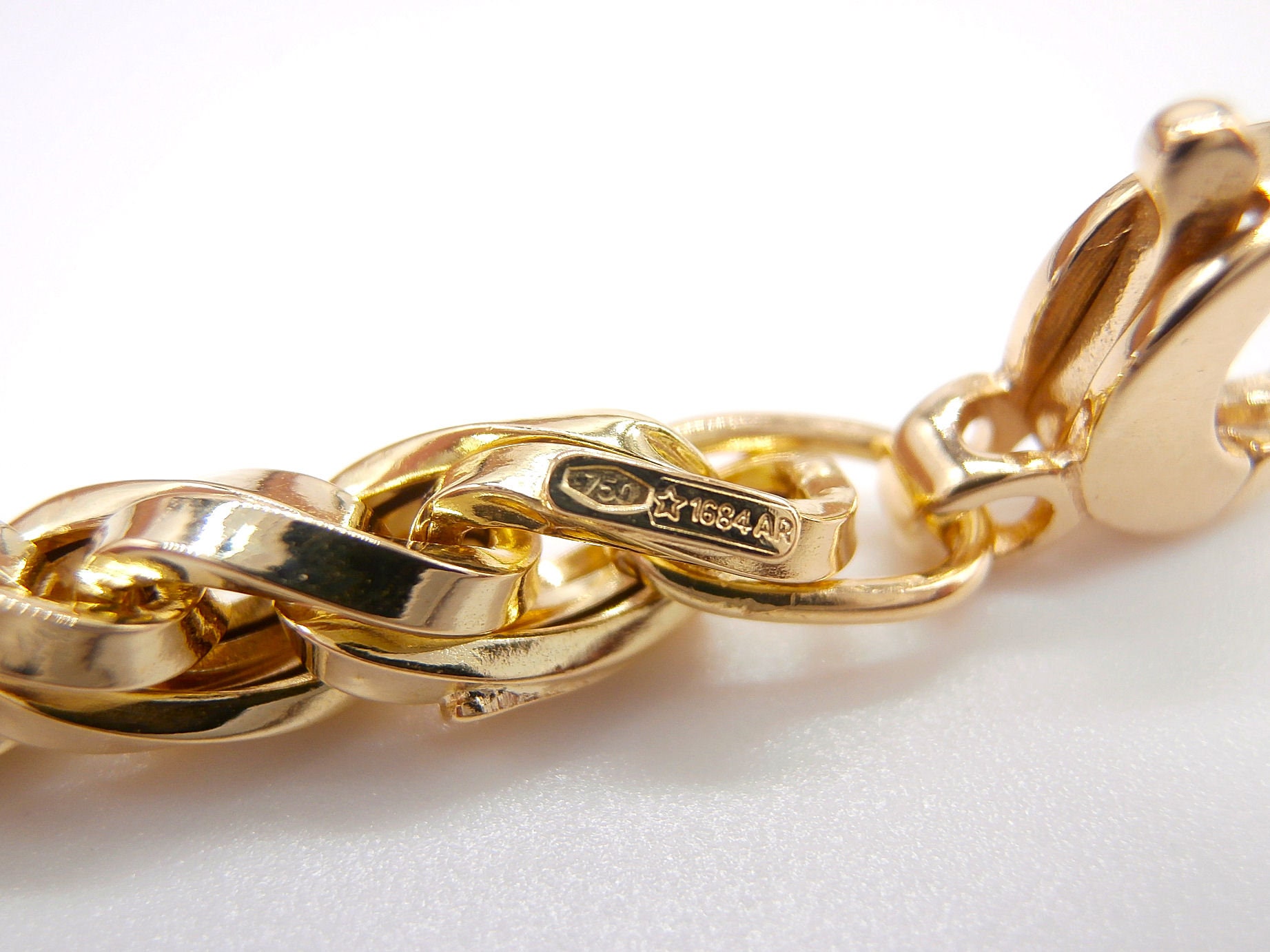 Gold Bracelet 18k Gold Bracelet for Women 18k Gold Women's Bracelet With Hollow Links Italian ...