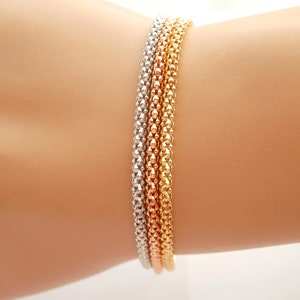 18k Gold Triptych Bracelet Composed of Three Tubular Bracelets of ...