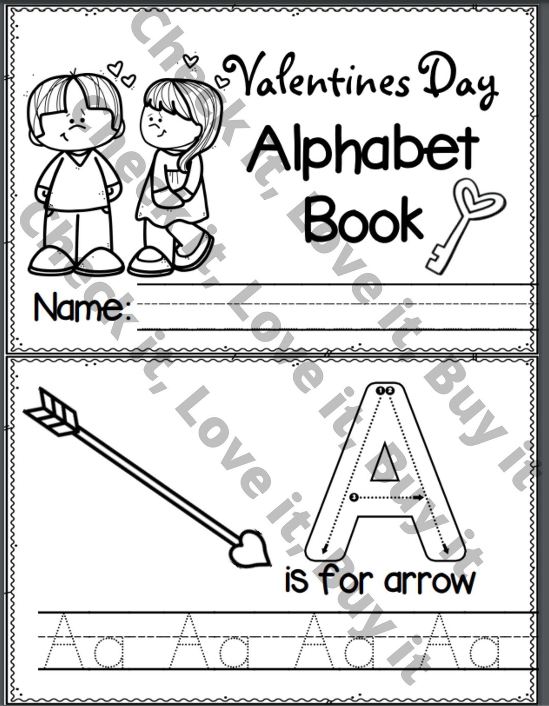 Valentines Alphabet Workbook for Kids - Digital Download - Etsy