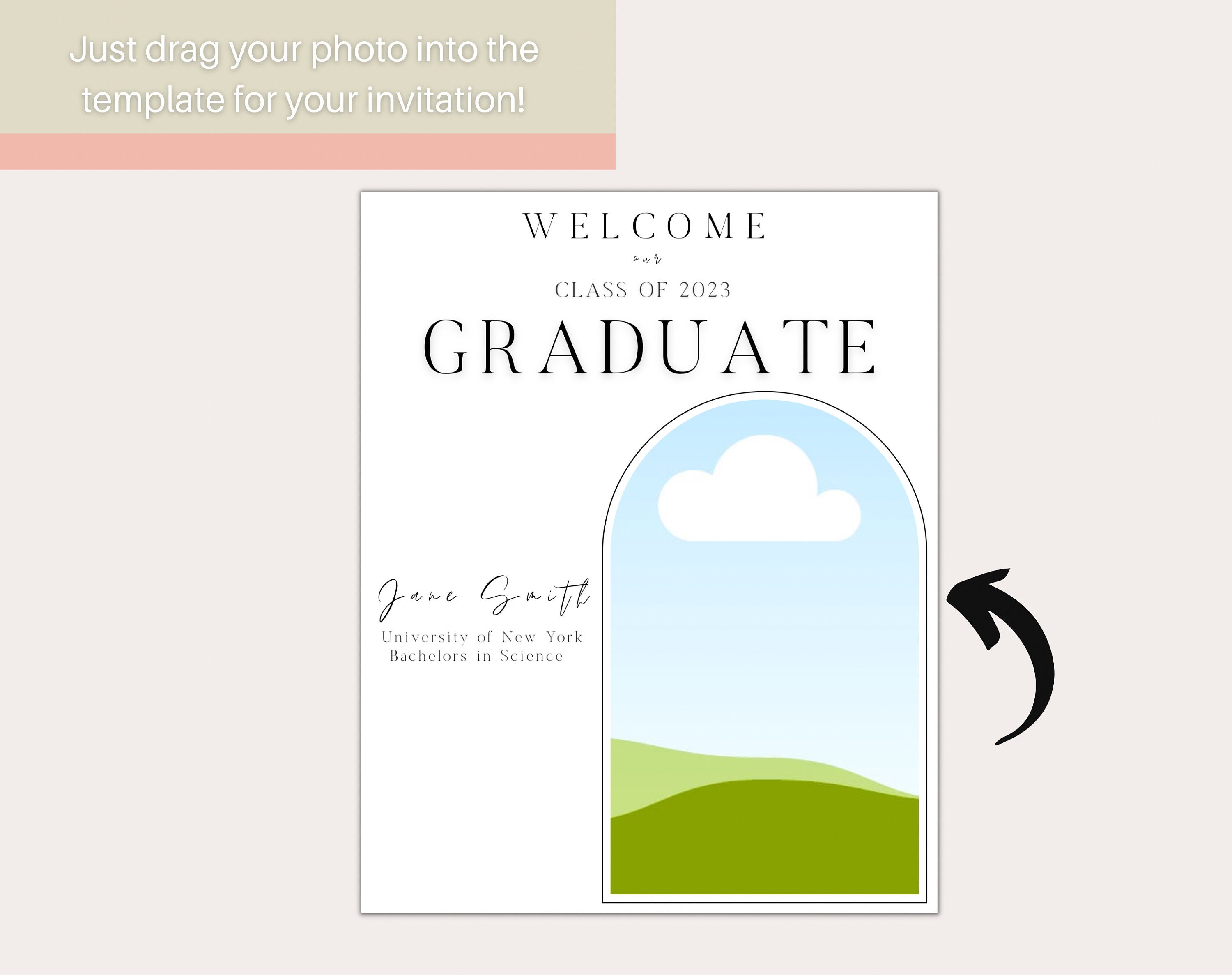 Bohemian Arch Graduation Welcome Sign for Women, Minimalist Bohemian ...