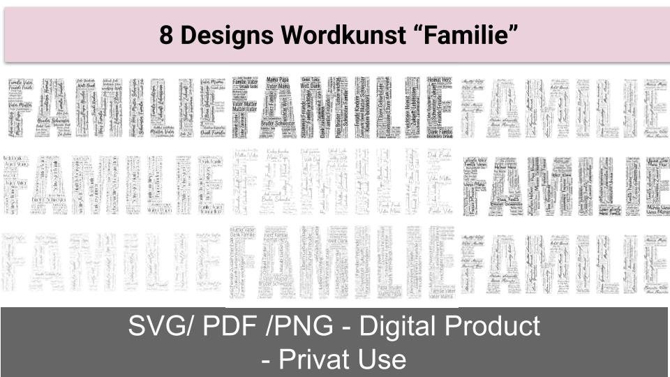 Word Art Family 8 Designs in PDF PNG SVG Format | Family Definition ...