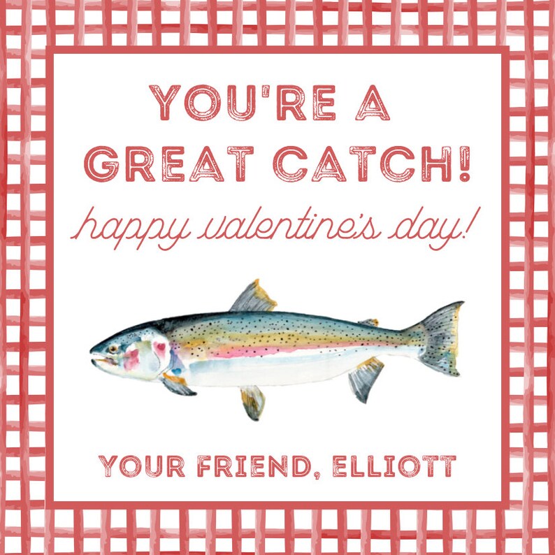 Valentine DIY Printable Tag / Great Catch Gummy Worms - Etsy