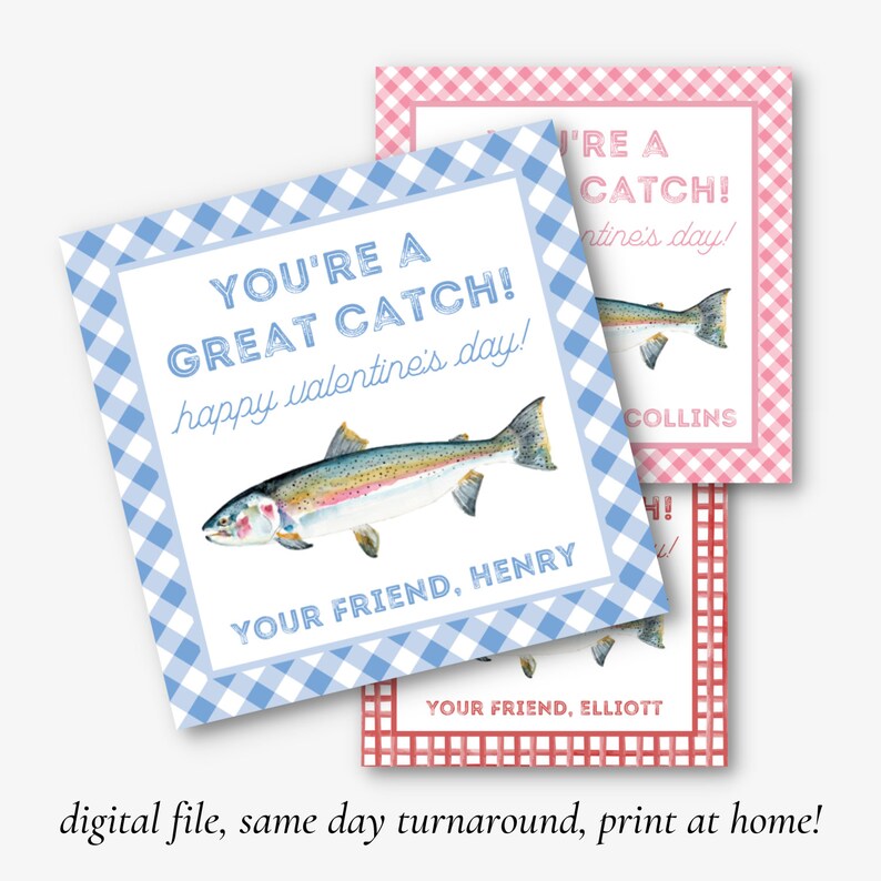 Valentine DIY Printable Tag / Great Catch Gummy Worms - Etsy