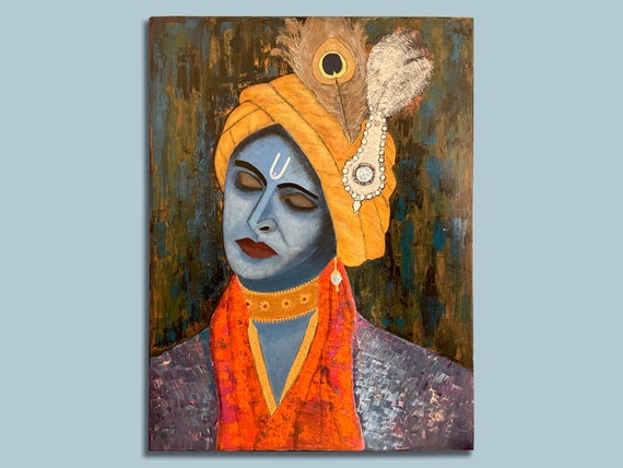 Krishna Painting krishna Arttextured Krishna acrylic | Etsy